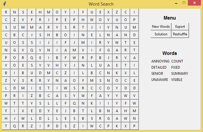 Work Search Game Using Tkinter In Python With Source Code Sourcecodester
